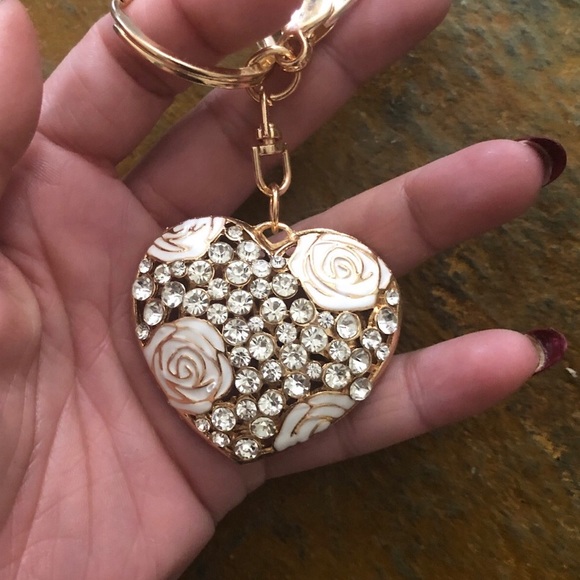 Accessories | Heart Shaped Crystal Adorned Keychain | Poshmark